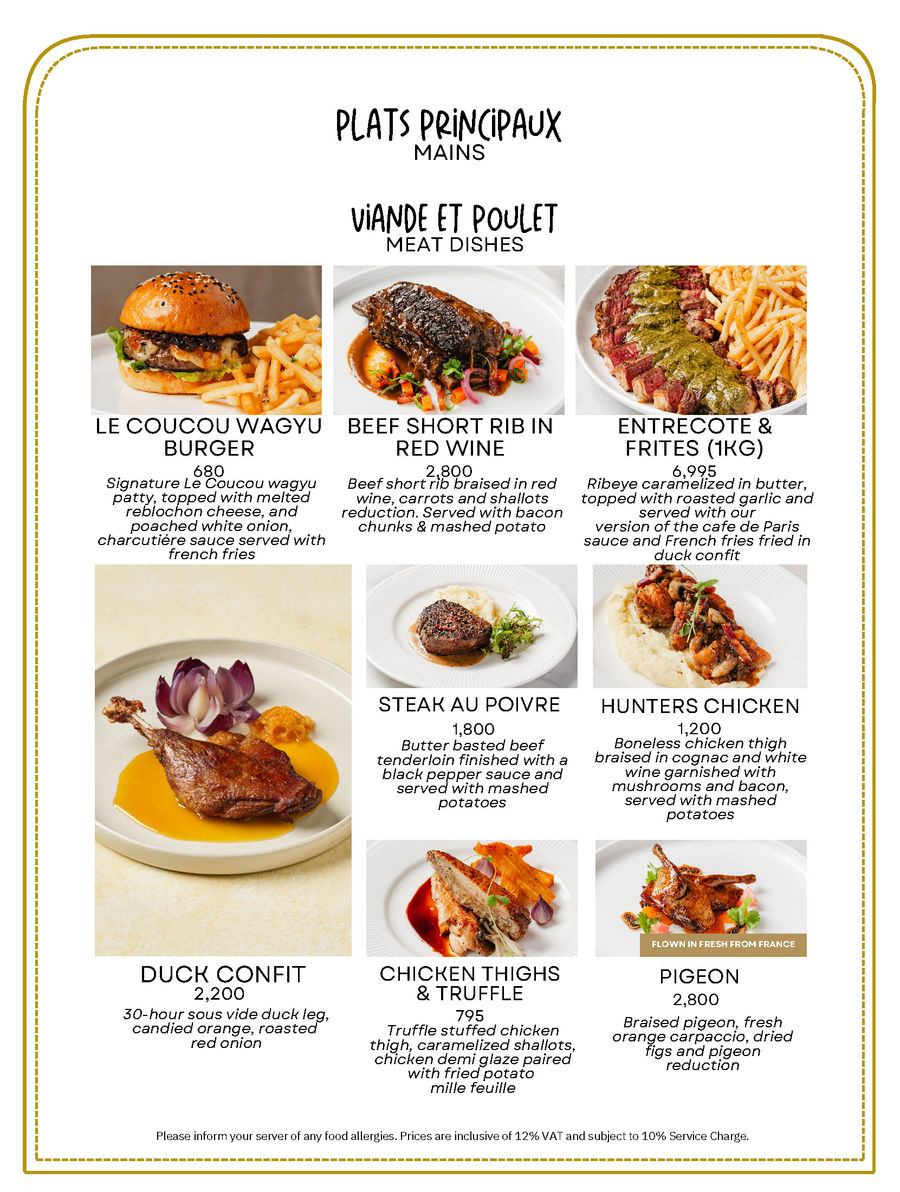 Bistrot Le Coucou | Menu | Nikkei Group