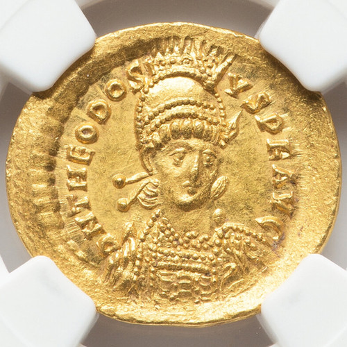 443 AD Theodosius II GOLD Solidus NGC CH AU 5/5, 4/5 | Gold & Silver Coins