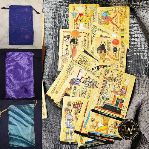 Handmade tarot pouch and oracle tarot deck of 78 cards with Egyptian ...