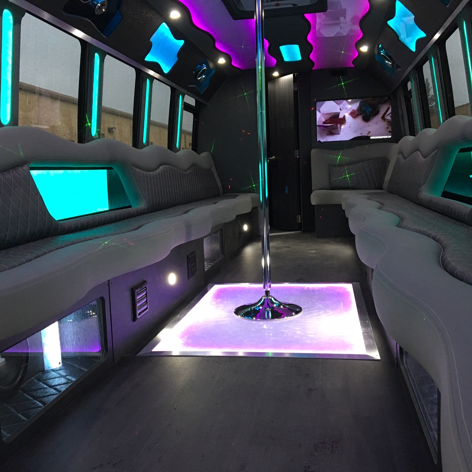 Rent Our 30 Passenger Colossal Party Semi Bus With A Bathroom