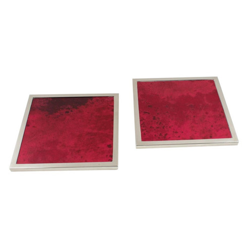 Aldo Tura Goatskin Wine Bottle Coaster, a pair | Blue Iris - Iris Bleu