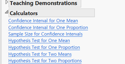 [JMP] JMP의 Calculator 기능 활용(Sample size, Hypothesis test)