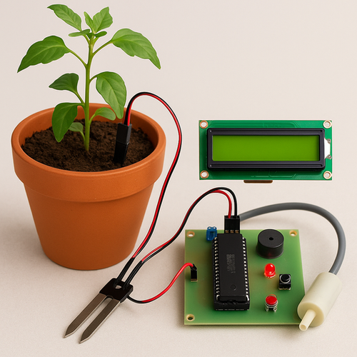 Soil Moisture & pH Alarm System Using 8051 Microcontroller