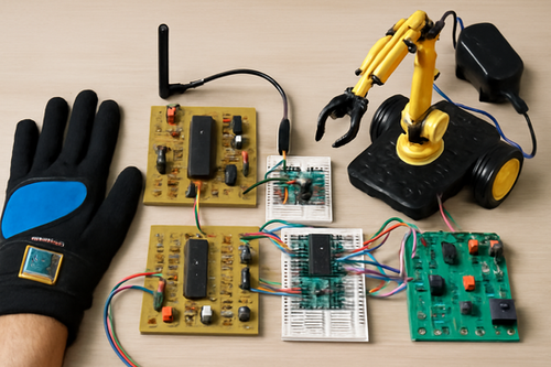Hand Motion Controlled Robotic Arm Using RF.