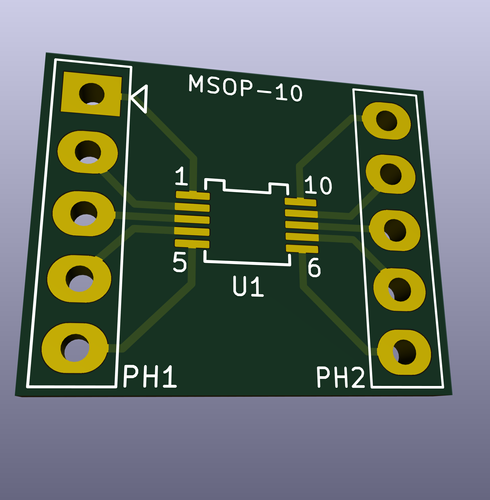 MSOP-10 to Pin Header Adaptor PCB | Andibee webshop