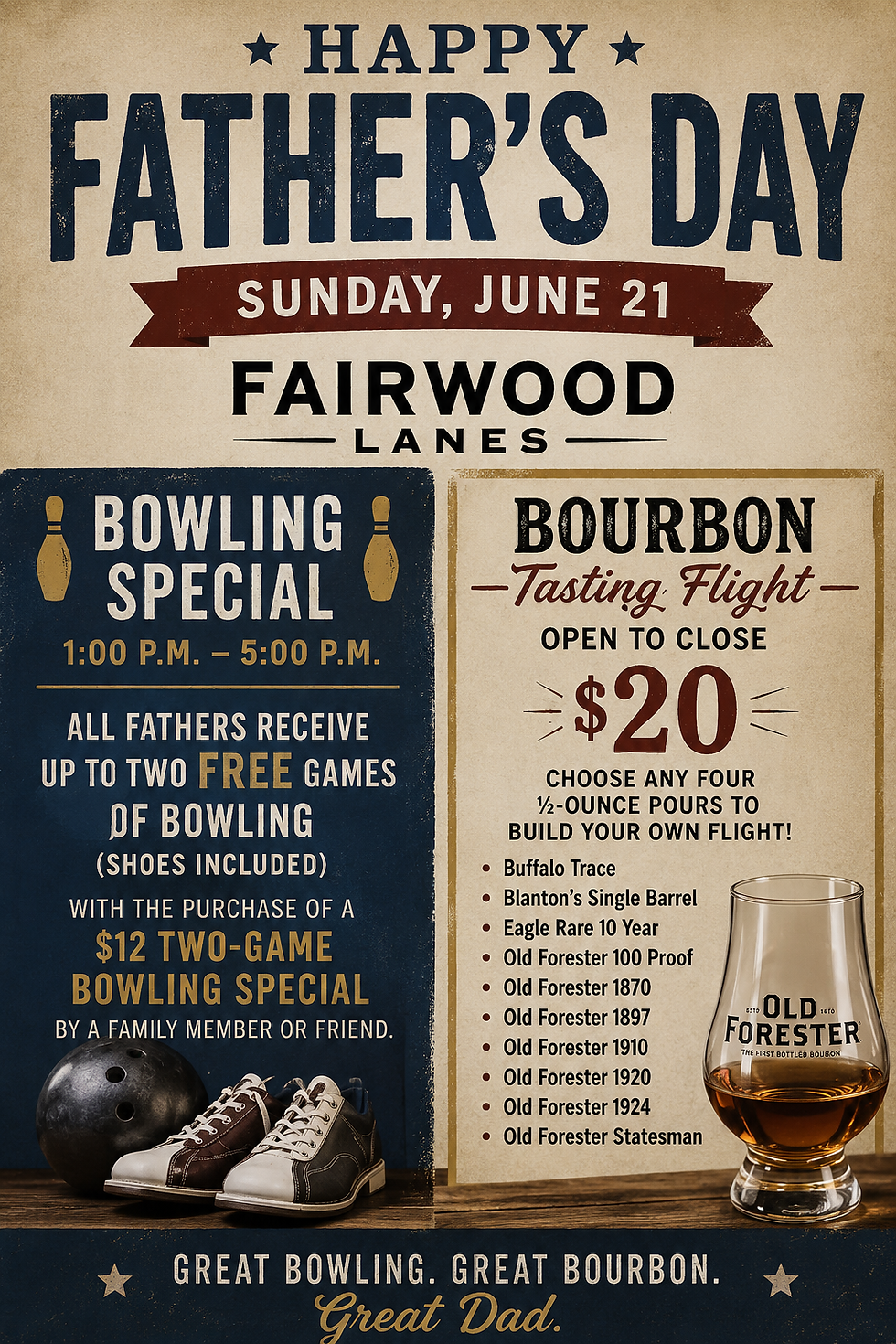 Fathers Day - Special Bowling plus have lunch or dinner with us ...