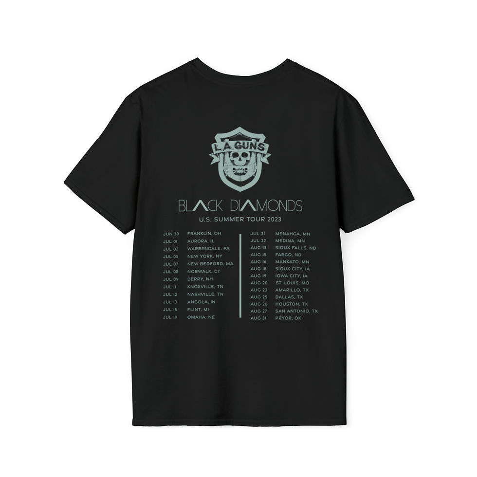 L.A. Guns 2023 Black Diamonds US Tour Shirt | LA Guns Merchandise