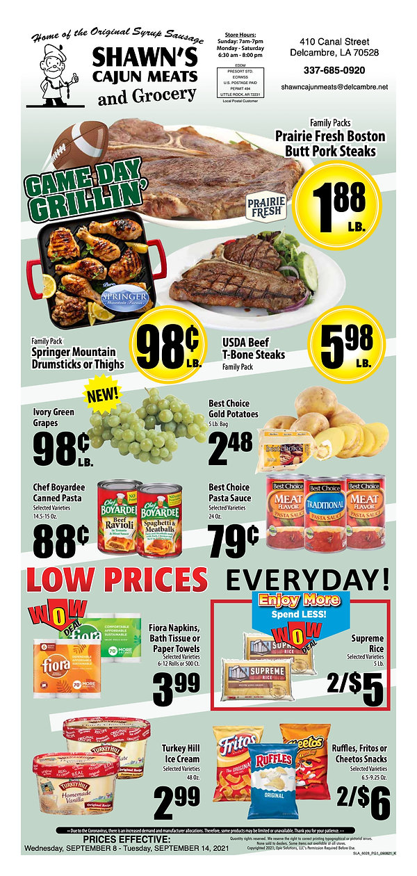 Weekly Sale Paper | Shawn's Cajun Meats And Grocery