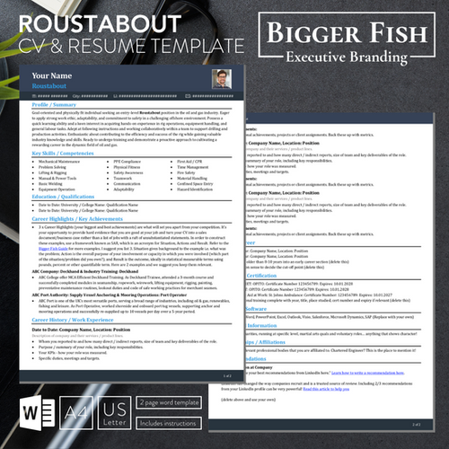Roustabout CV & Resume Template | biggerfish