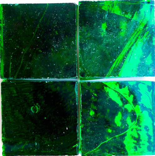Dark Green Wavy mirror 20mm glass tile | mosaic