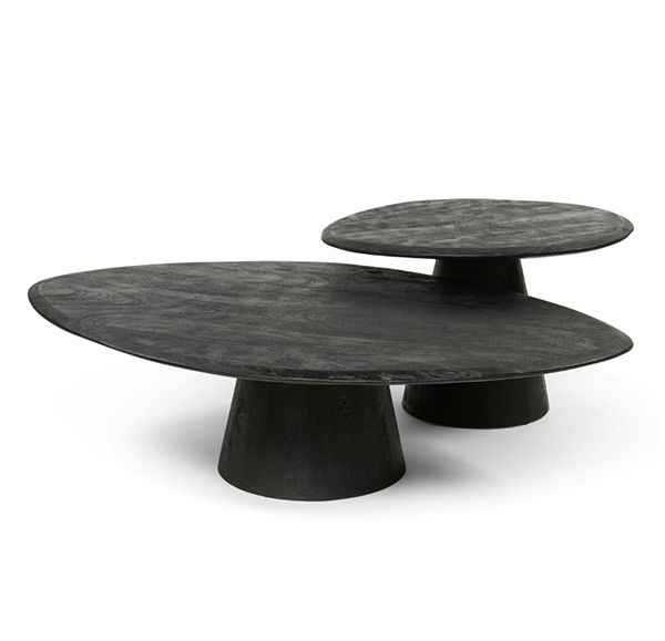 Table basse organique en bois de manguier noir avec pied central - 2 ...
