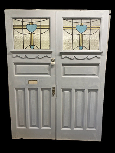 ART DECO STAINED GLASS FRONT DOORS ANTIQUE PERIOD RECLAIMED OLD BANHAM ...