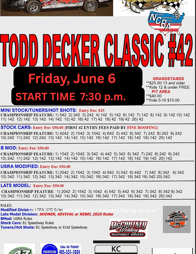 Todd Decker Classic postponed to June 6