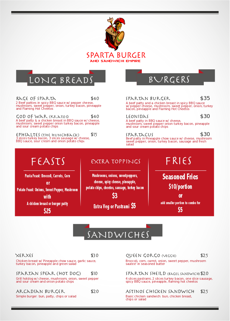MENUS | spartaburger
