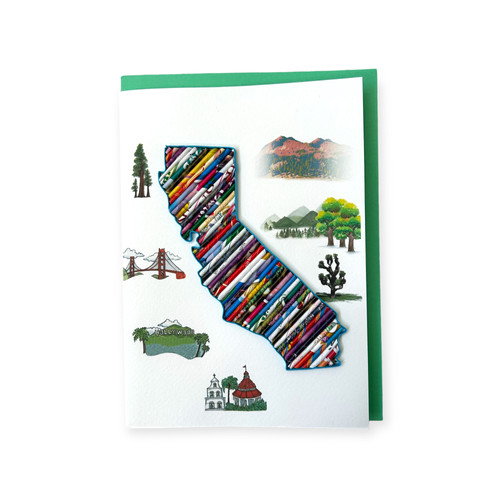Unique California Greeting Card Handmade from Magazine
