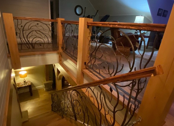 Forged Iron Rustic Stair Railings, Custom Metal Railings | Earthen Indigo