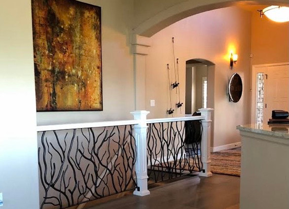 Forged Iron Rustic Stair Railings, Custom Metal Railings | Earthen Indigo