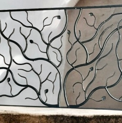 Forged Iron Rustic Stair Railings, Custom Metal Railings | Earthen Indigo