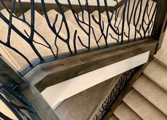 Forged Iron Rustic Stair Railings, Custom Metal Railings | Earthen Indigo