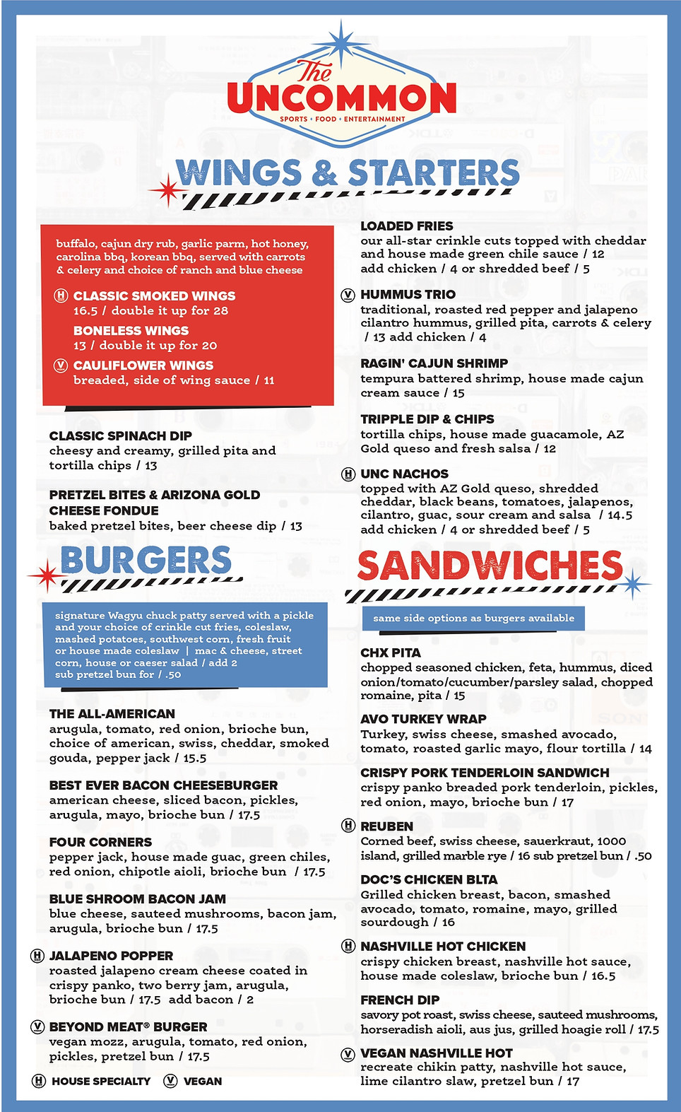 Menu | The Uncommon Downtown Chandler