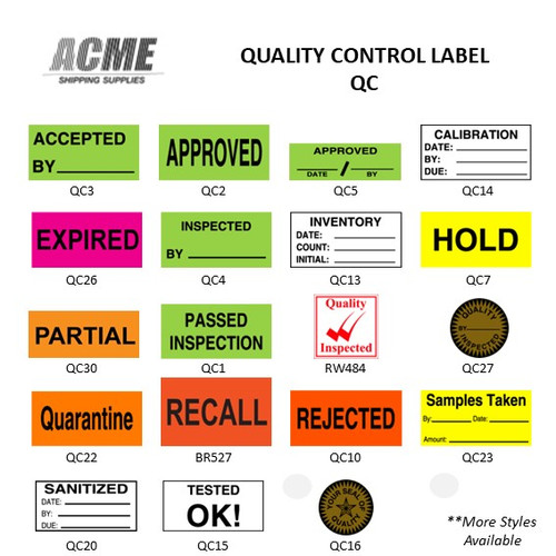 Quality Control Labels | acmeshippingsupplie