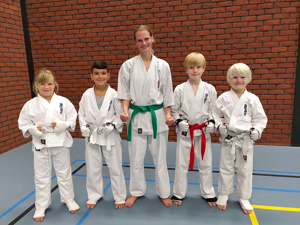 5 leden Noritsu slagen voor examen Kyokushin karate
