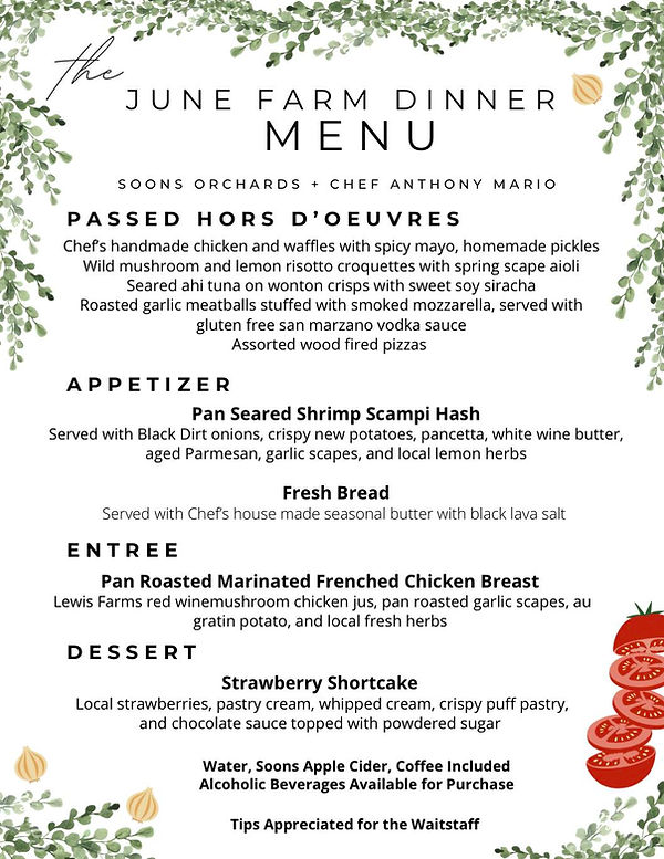 Menus | Soons Orchards