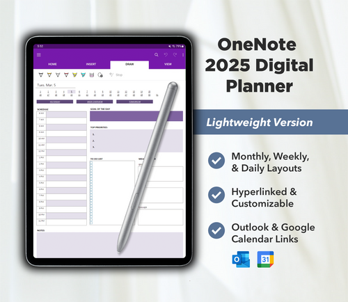 Lightweight OneNote Planner 2025 | Jenuine Studios