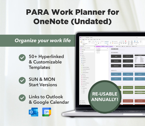 PARA Work OneNote Planner (Undated) | Jenuine Studios