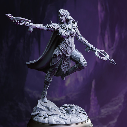 Drow Assassin - Vakara N'Thara [25mm Base] | 3D Printed Miniatures