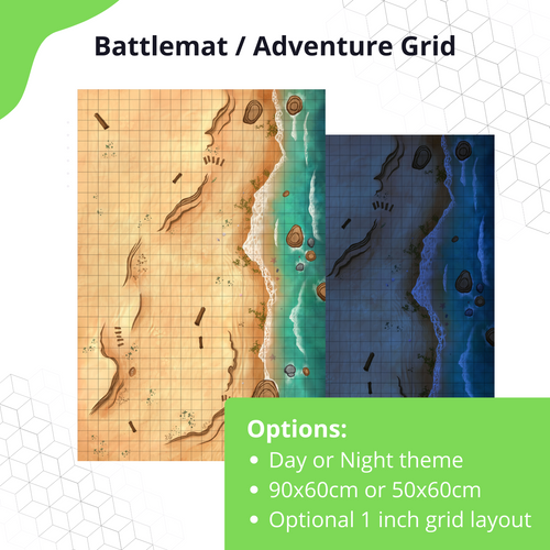 Beach Battlemat / Adventure Grid | 3D Printed Miniatures
