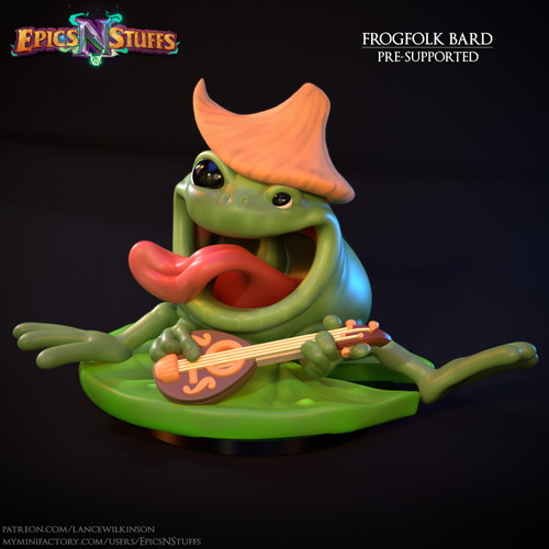 Frogfolk Bard Miniature | 3D Printed Miniatures