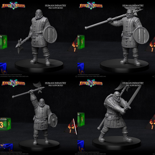 Human Infantry - Halberd warrior | 3D Printed Miniatures