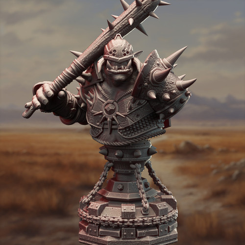Orc War Captain - Bruz the Basher - Bust | 3D Printed Miniatures