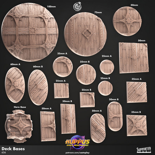 Hippo Deck Bases by Cast 'n Play | Grove Guardian - 3D printed miniatures