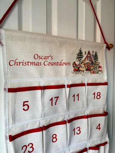 Personalised Santa’s Grotto Advent Calendar – Linen Hanging Christmas ...