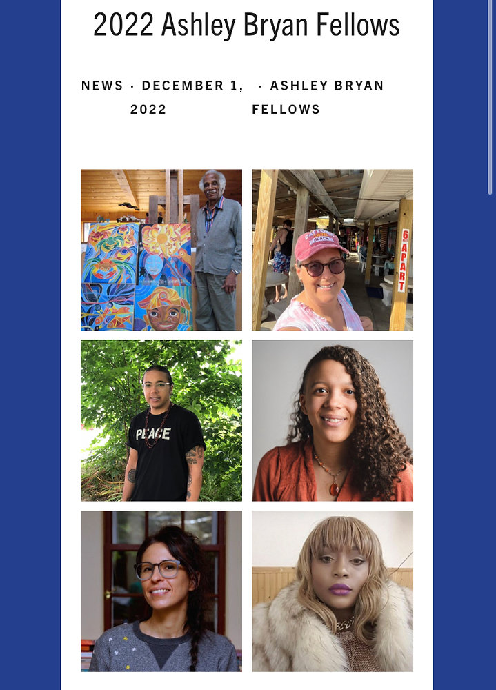 I'm a 2022 Ashley Bryan Fellow!