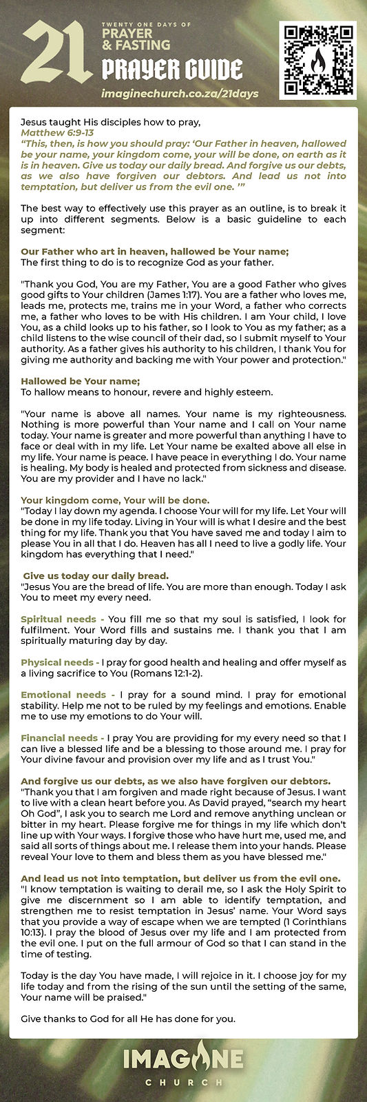 Prayer Guide | Imagine Church