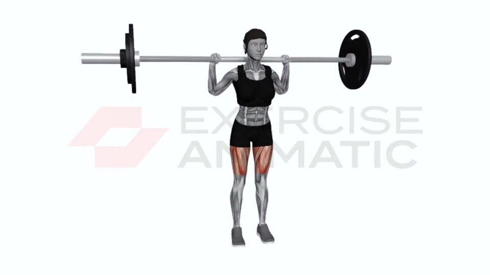 Barbell Curtsy Lunge female | Exercise Animatic