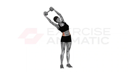 Dumbbell Overhead Side Bend Female | Exercise Animatic