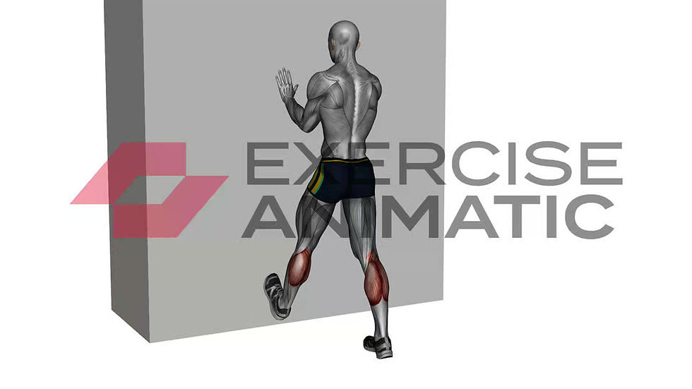 Calf push stretch with hands against wall | Exercise Animatic