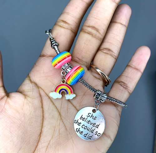 Rainbow Pandora Style Bracelet | AJ Unique Creations