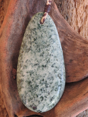 Botryoidal Jade Spooned Roimata Pendant | Woven Stone Jade