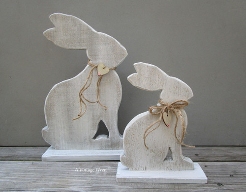 Handmade in the USA Pair of Rustic Easter Bunny / Wood Bunny | avintagewren
