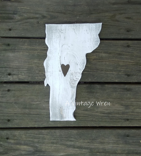 Handmade in the USA Wooden Vermont Sign / State Cutout | avintagewren