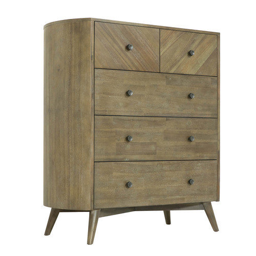 Rialto Retro Style Acacia Timber 5DR Tallboy