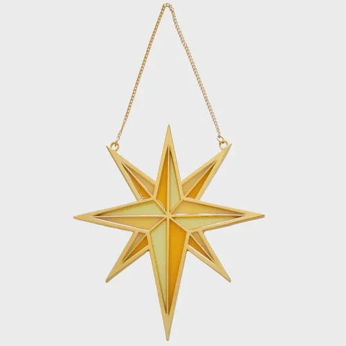 Eight Point Star Stained Glass Suncatcher | The Cauldron Black