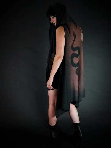 Serpent Long Flowing Vest - Sleeveless | The Cauldron Black