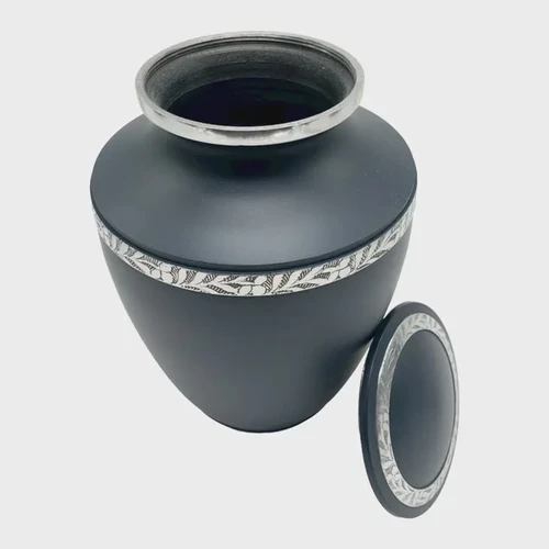 Aluminum Metal Memorial Funeral Cremation Urn | The Cauldron Black