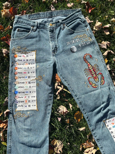 Custom Natal Chart Astrology Hand Pained Jeans | Scorpio Cove
